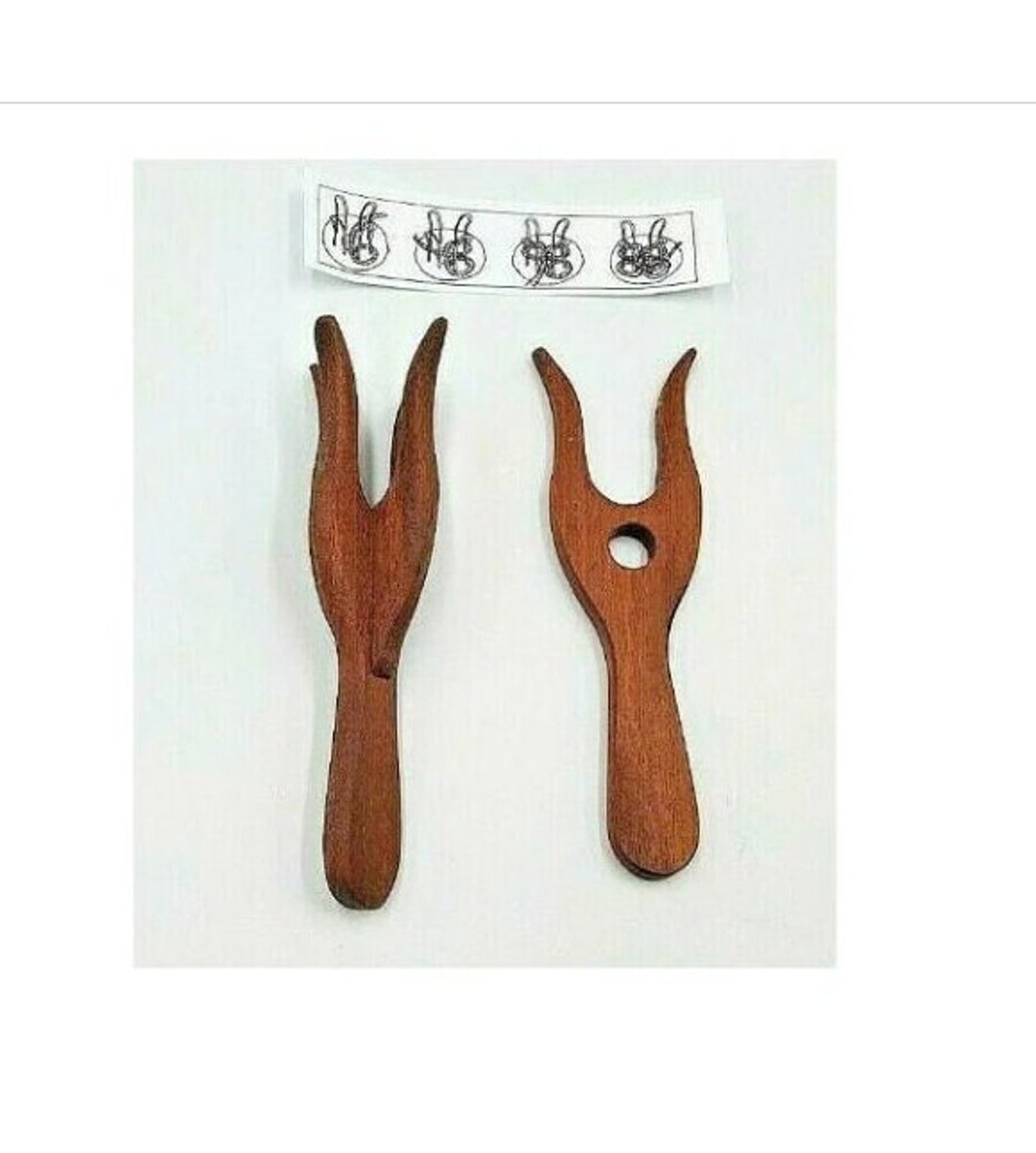 Knitting Fork Set 1x Double Fork 1x Fork Precious Wood No.2 Lucet ...