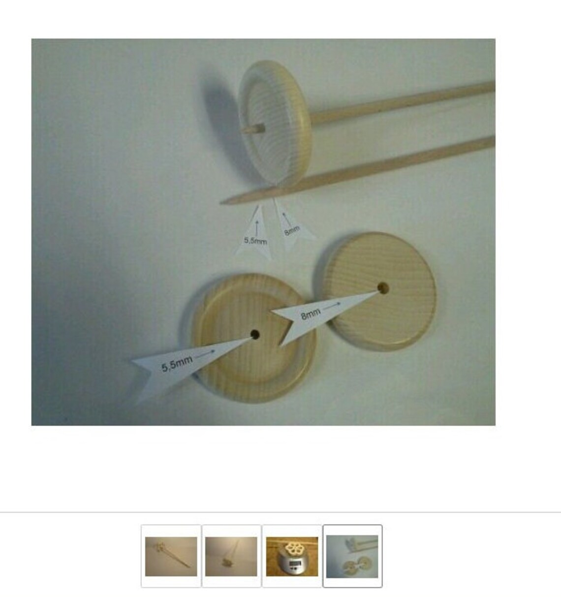 Only 22g Hand Spindle Flower Spindle D8x L30cm for Spinning Wool Hand ...