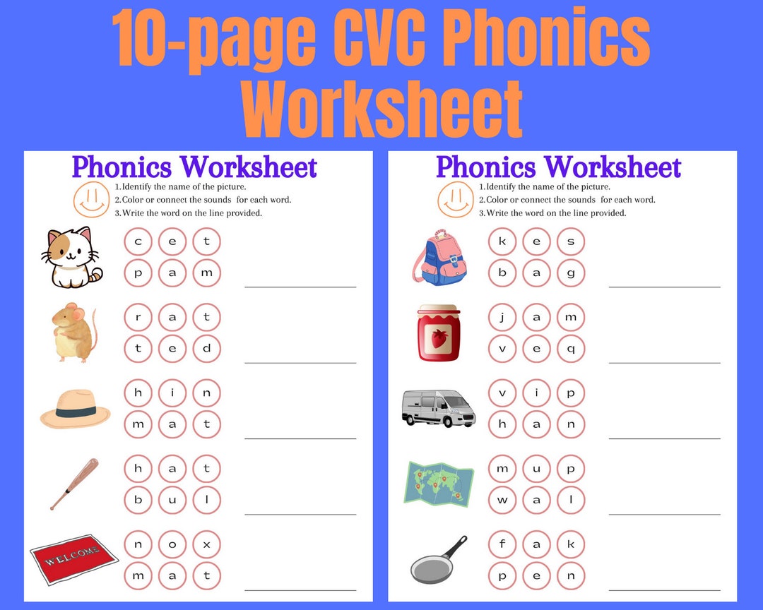 Phonics Worksheets, CVC Words, Common Concrete Nouns, Vocabulary ...