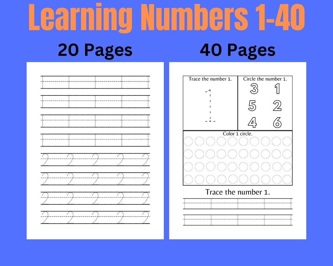 Pre-k Math Learning Numbers 1-40: Tracing, Counting, and Recognition ...