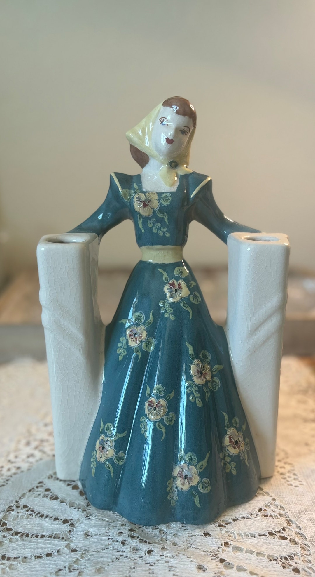 Weil Ware True Vintage California Pottery Woman in Hand Painted Dress ...