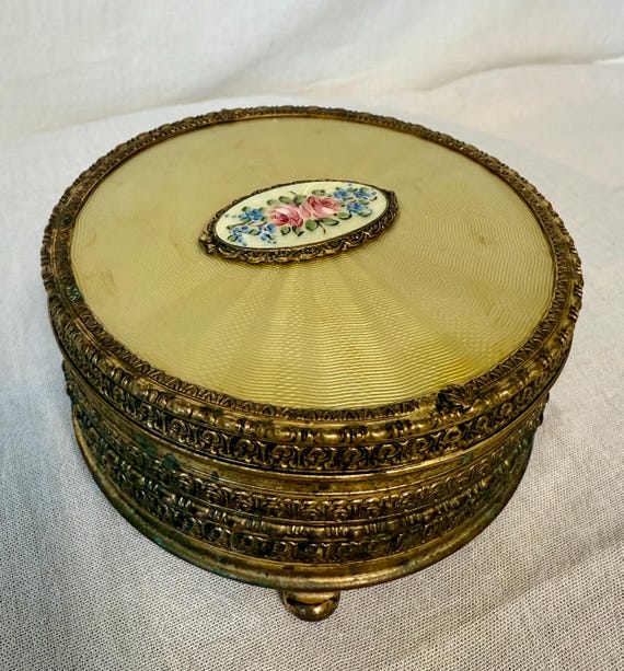 Apollo Studios Antique Filigree Brass Jewelry Box: 19… - Gem