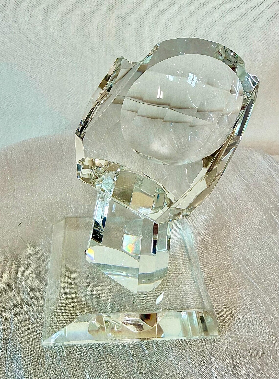 Chinese Crystal Hand-etched World Globe Large Rotating Orb in Hand MCM ...
