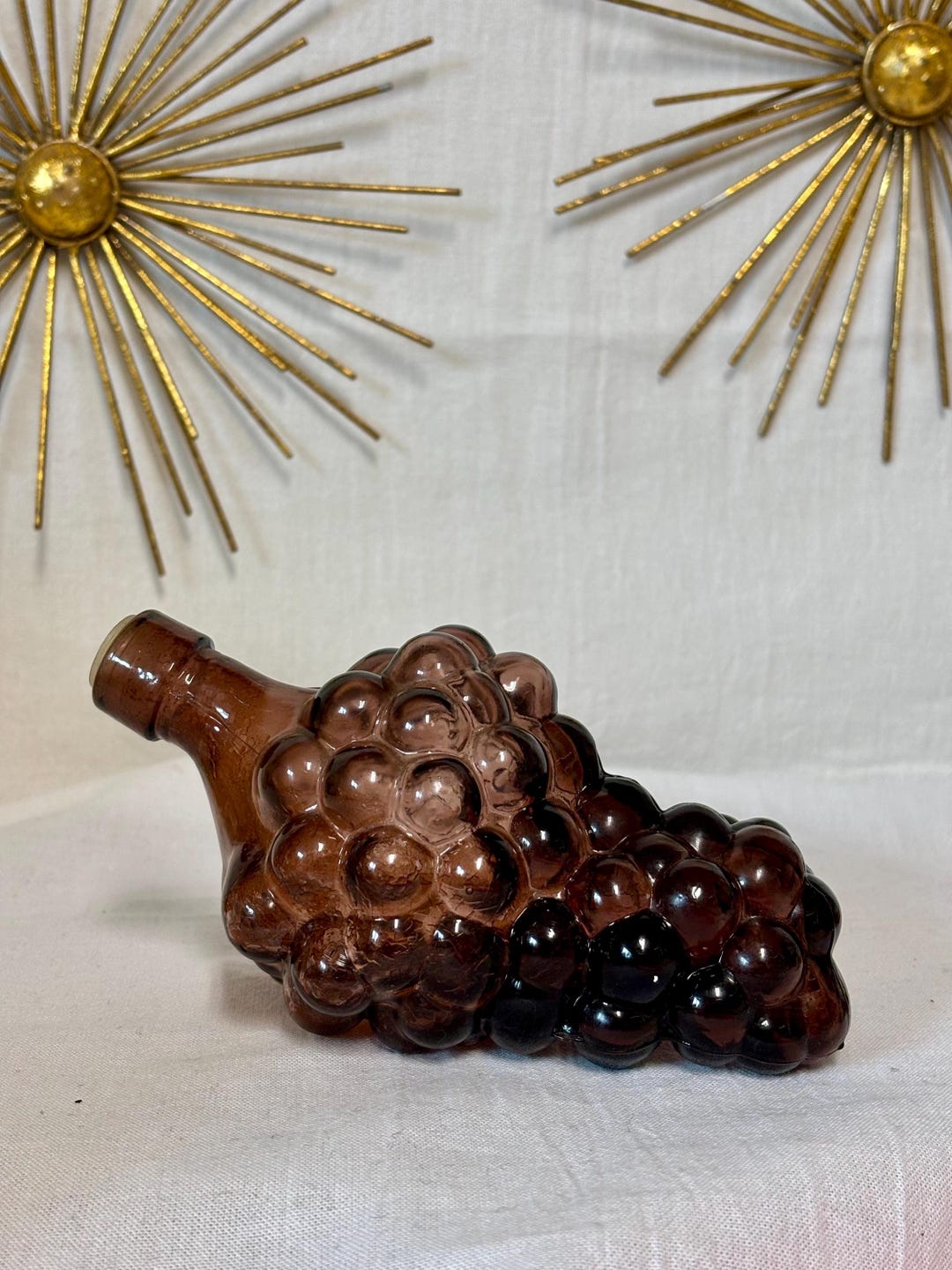 Vintage Glass Grape Cluster Vinegar/oil Cruet Kitchen Table Condiment ...