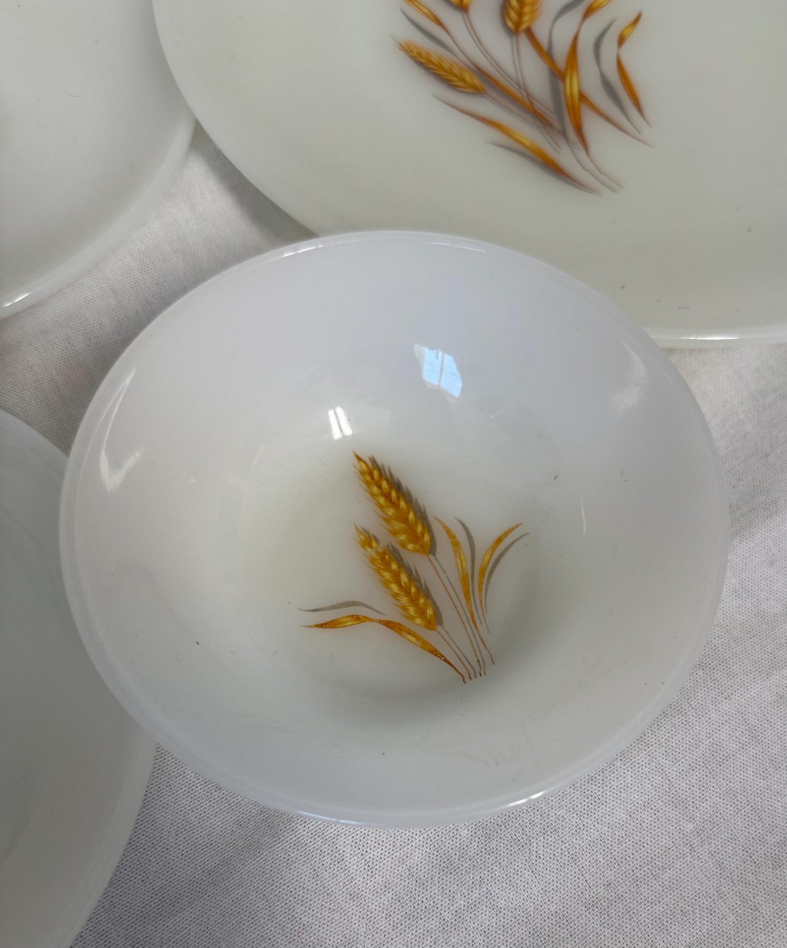 Anchor Hocking Fire King “wheat” Pattern Dinner Plate Two Saucers and ...