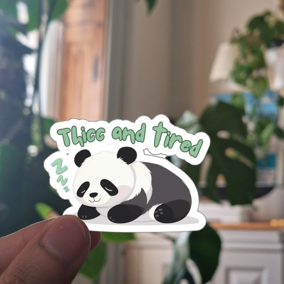 Tired Panda Sticker Thicc Boy Kiss Cut Sticker Cute Animal Vinyl ...