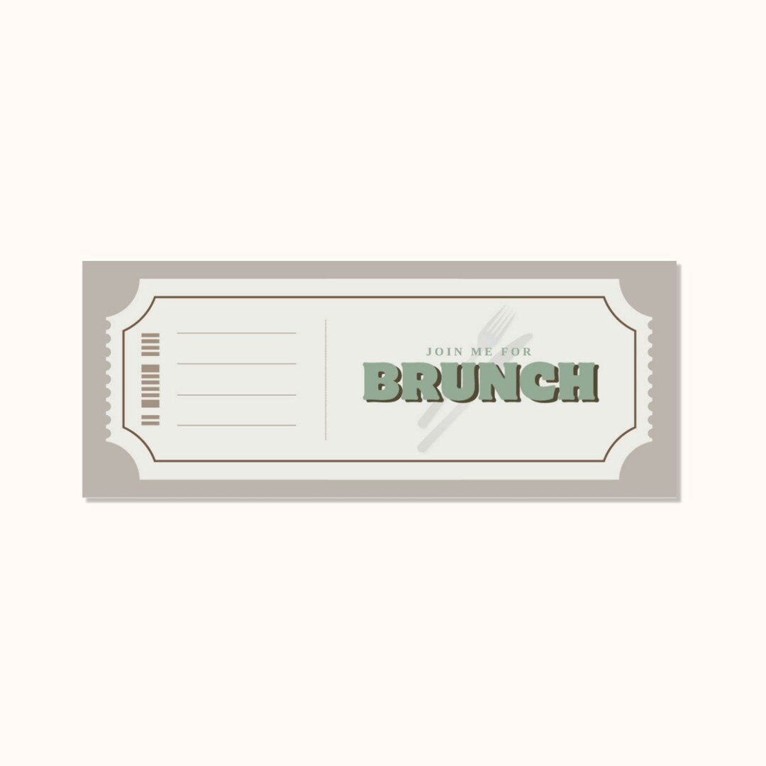 Custom BRUNCH Gift Coupon Special Activity Surprise Voucher Ticket ...