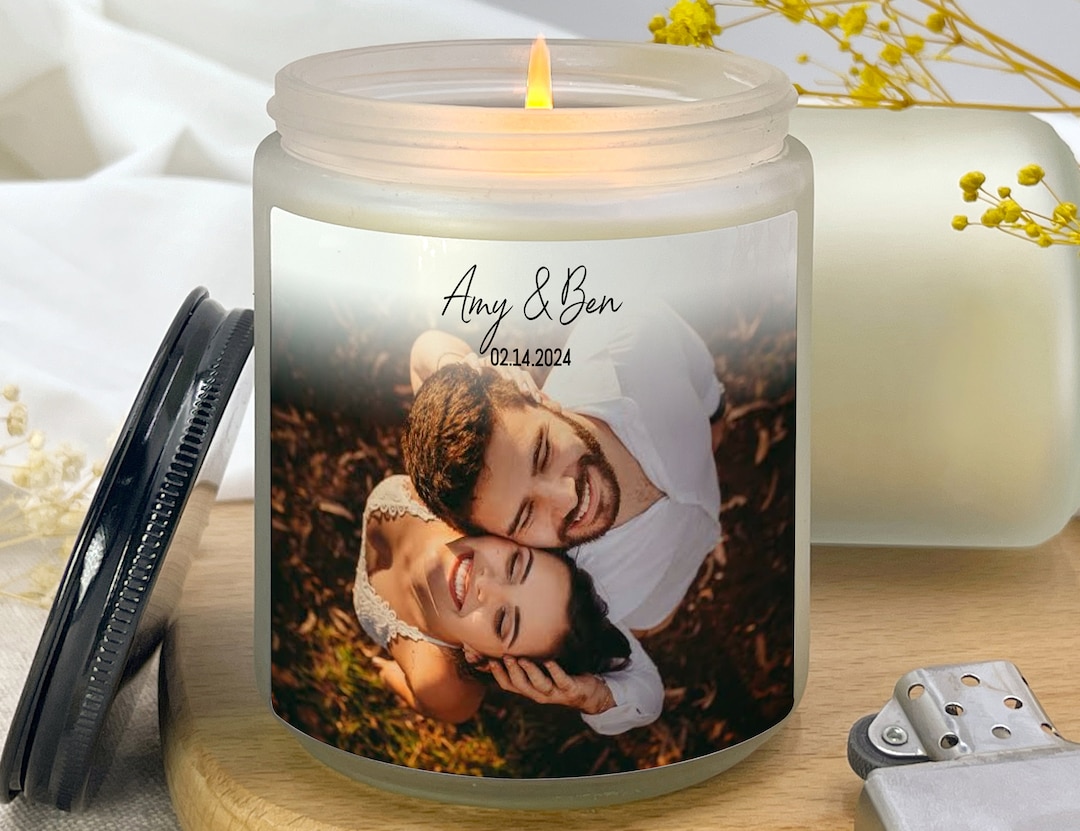 Personalized Photo Candle Labels, Christmas Gift Picture on Candle ...