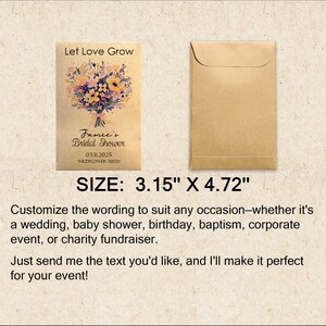 Bridal Shower Guest Favors Custom Seed Favor Wildflower Seed Packet ...