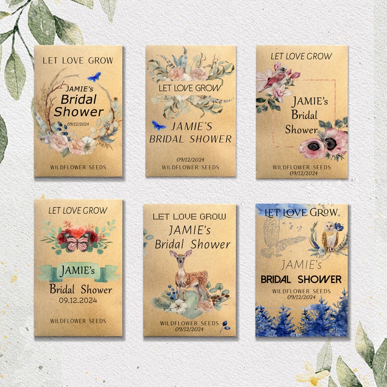 Personalized Bridal Shower Seed Packets, Wedding Favor for Guests ...