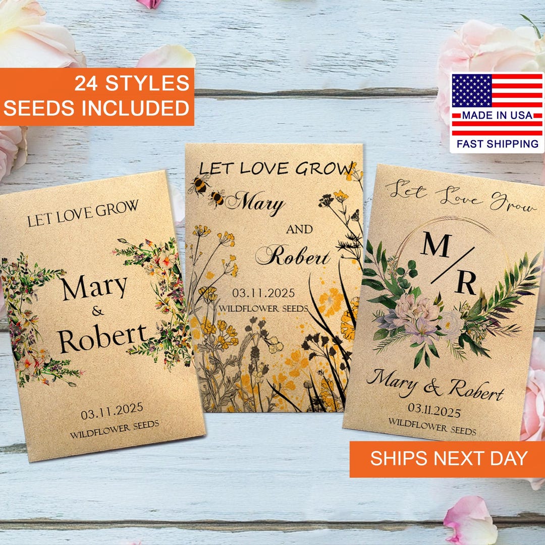 Wildflower Mix Seed Packet, Custom Seed Wedding Favors, Vintage Seed ...