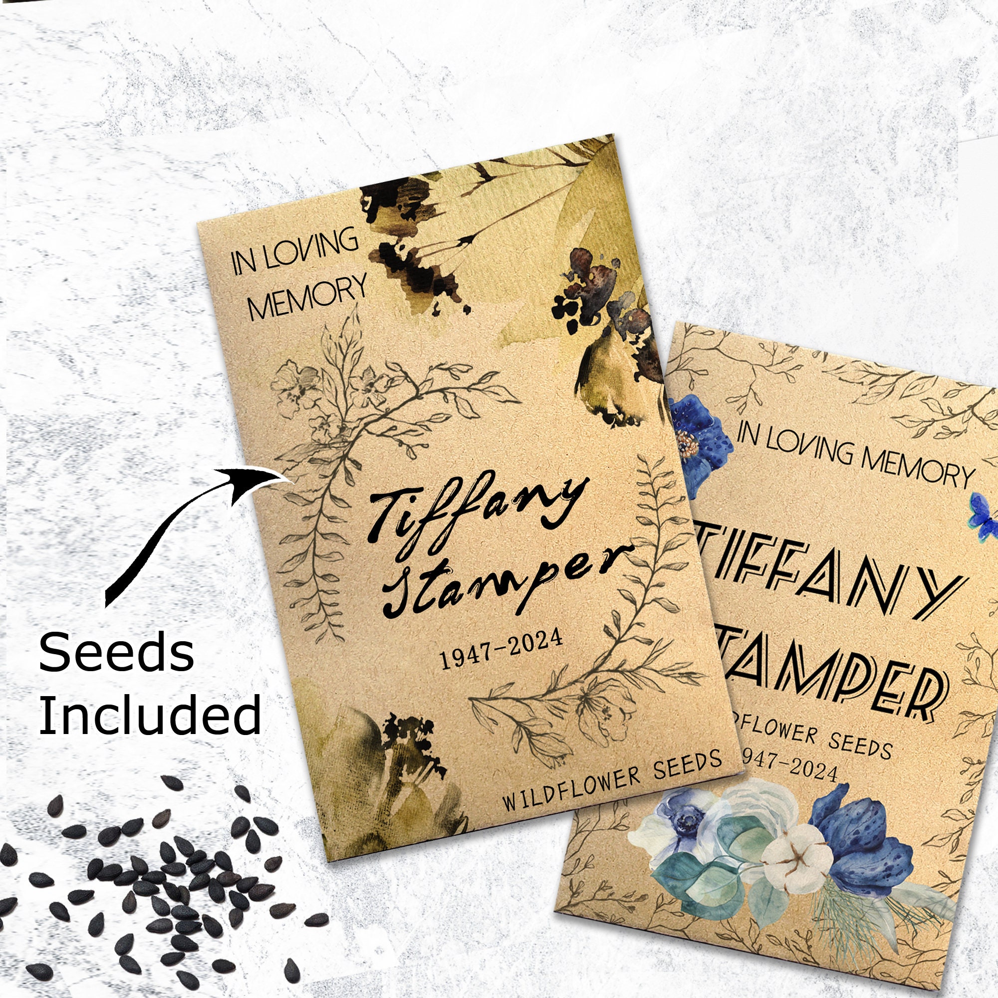 Personalized Memorial Seed Packets, Wildflower Favors, Memorial Favors ...