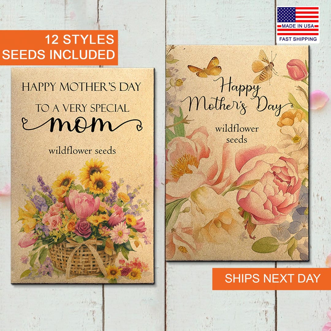 25 BULK Custom Mother's Day Favors, Wildflower Seeds Packets Favors ...