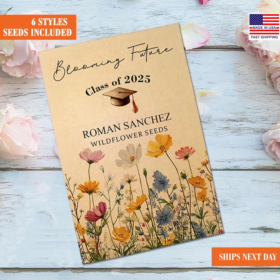 25 BULK Graduation Seed Packet Favors, Party Favor Wildflower Seeds ...