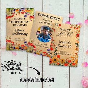 Custom Seed Packets Favors, Christmas Quinceanera Wildflower Seed ...