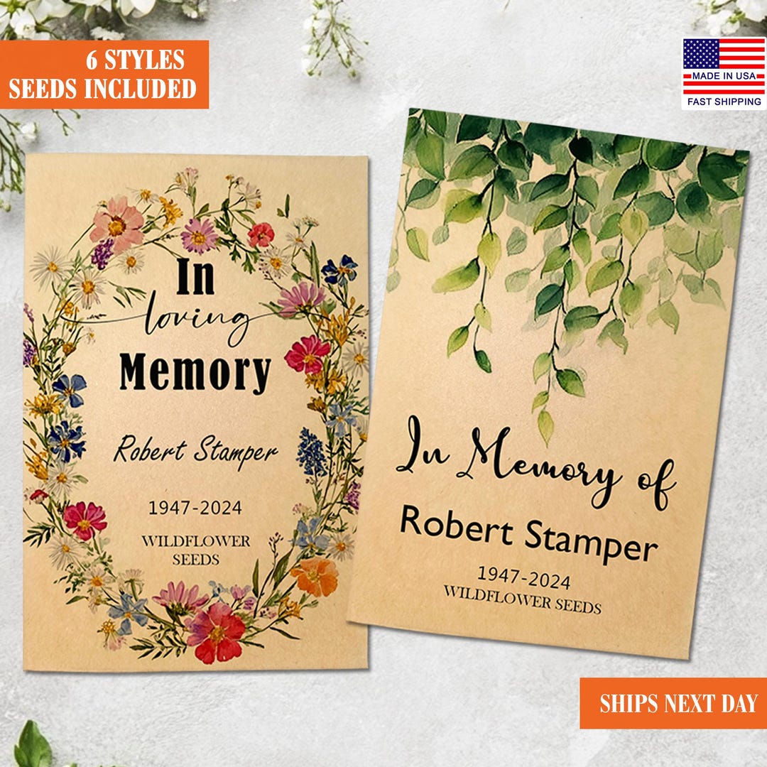 50 BULK in Loving Memory Wildflower Seed Packet Favors, Funeral ...