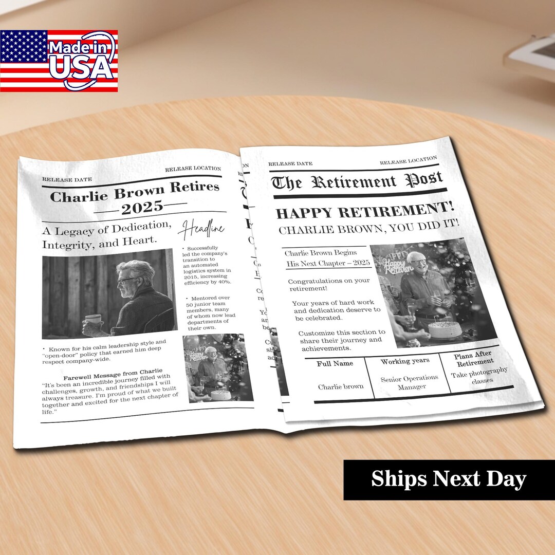 RUSH Happy Retirement Newspaper, the Retirement Post, Retirement Gift ...
