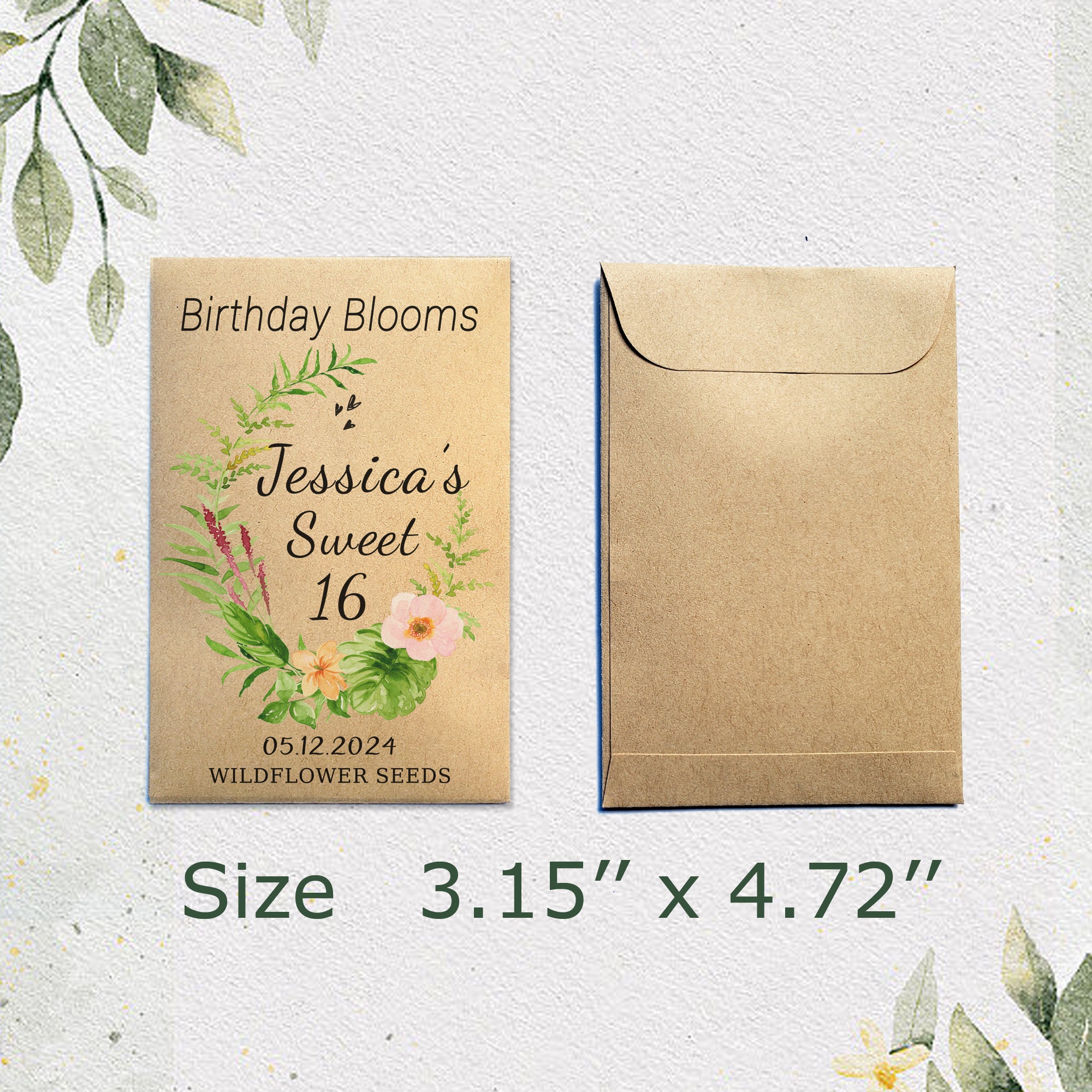 Personalized Wildflower Seed Packet With Seeds Included, Birthday Party ...