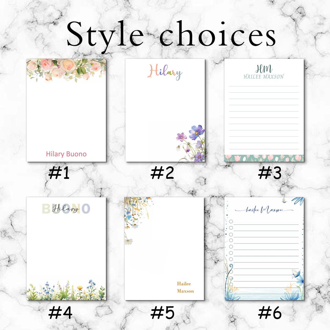 Personalized Notepad/pink Watercolor Floral/custom Floral Notepad ...