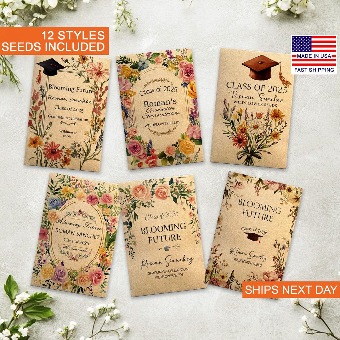 Graduation Favor Wildflower Seed Packets With Graduation Hat/class of ...