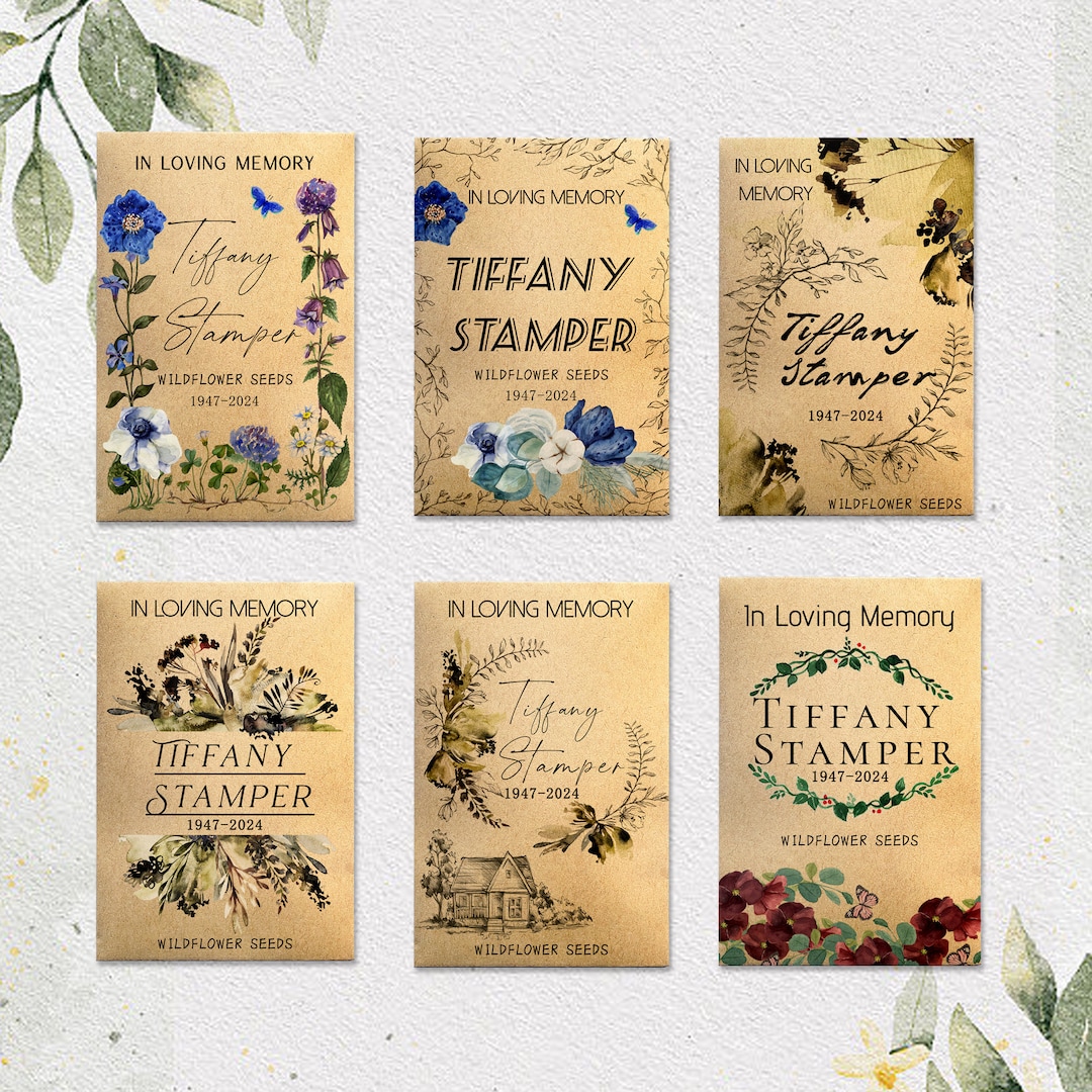 Personalized Memorial Seed Packets, Wildflower Favors, Memorial Favors ...