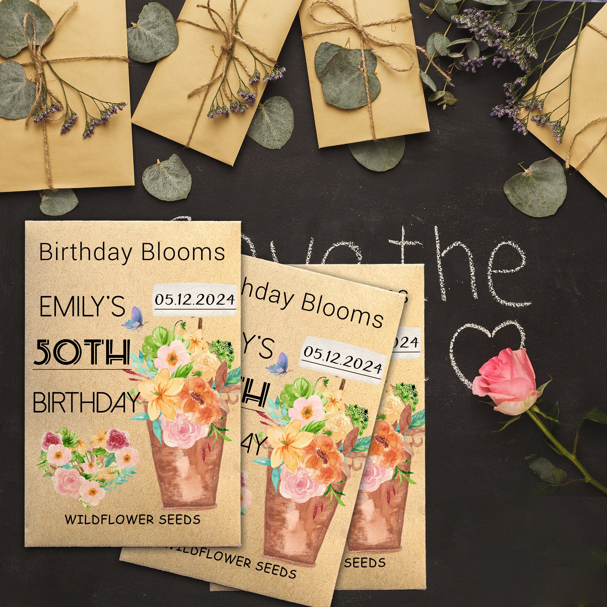Personalized Wildflower Seed Packet With Seeds Included, Birthday Party ...