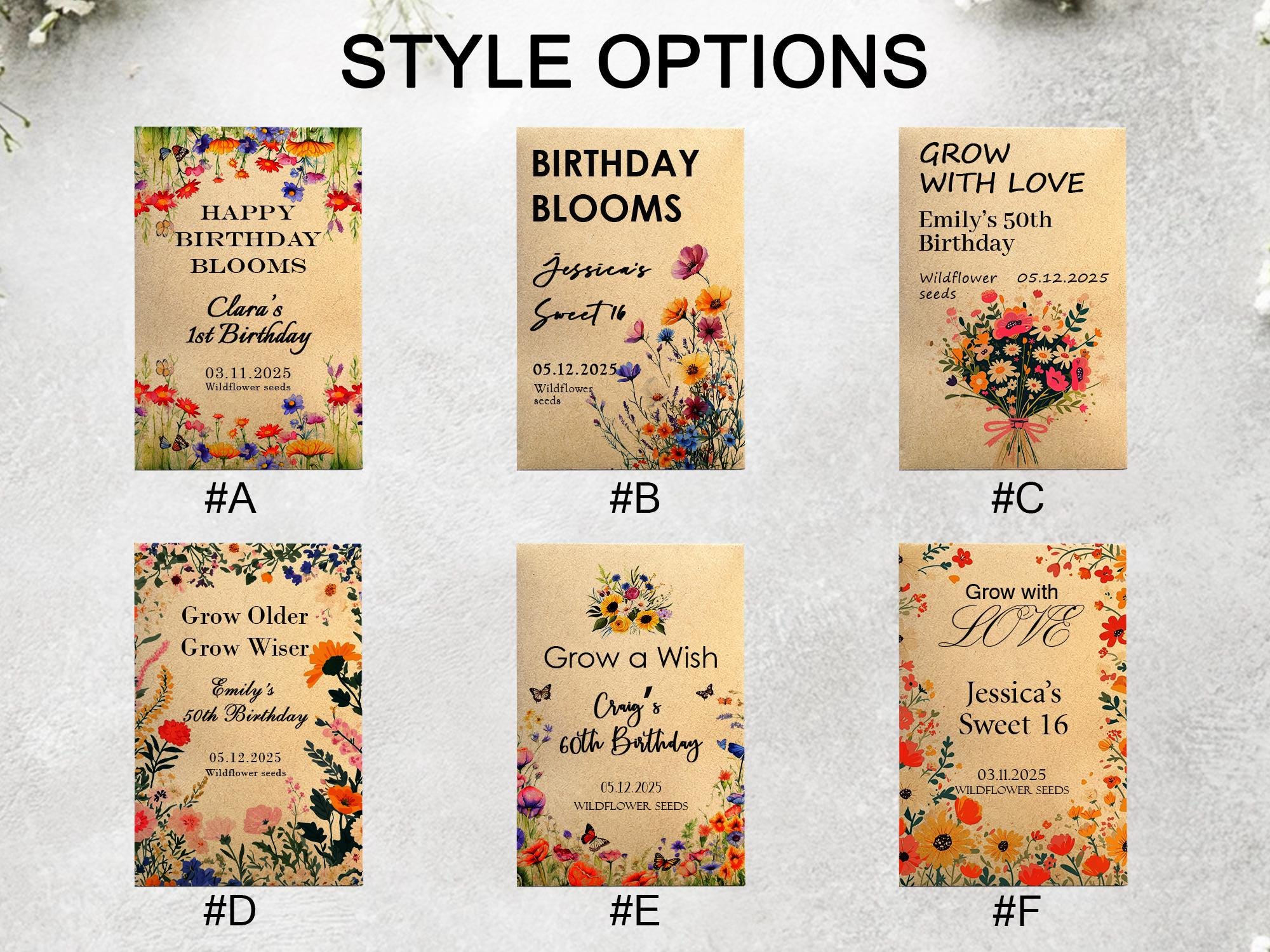 Custom Seed Packets Favors, Christmas Quinceanera Wildflower Seed ...