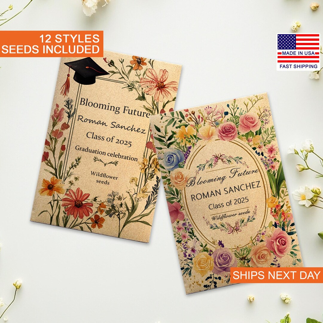 50 BULK Class of 2025 Seed Packets, Graduation Seed Packets, Senior ...