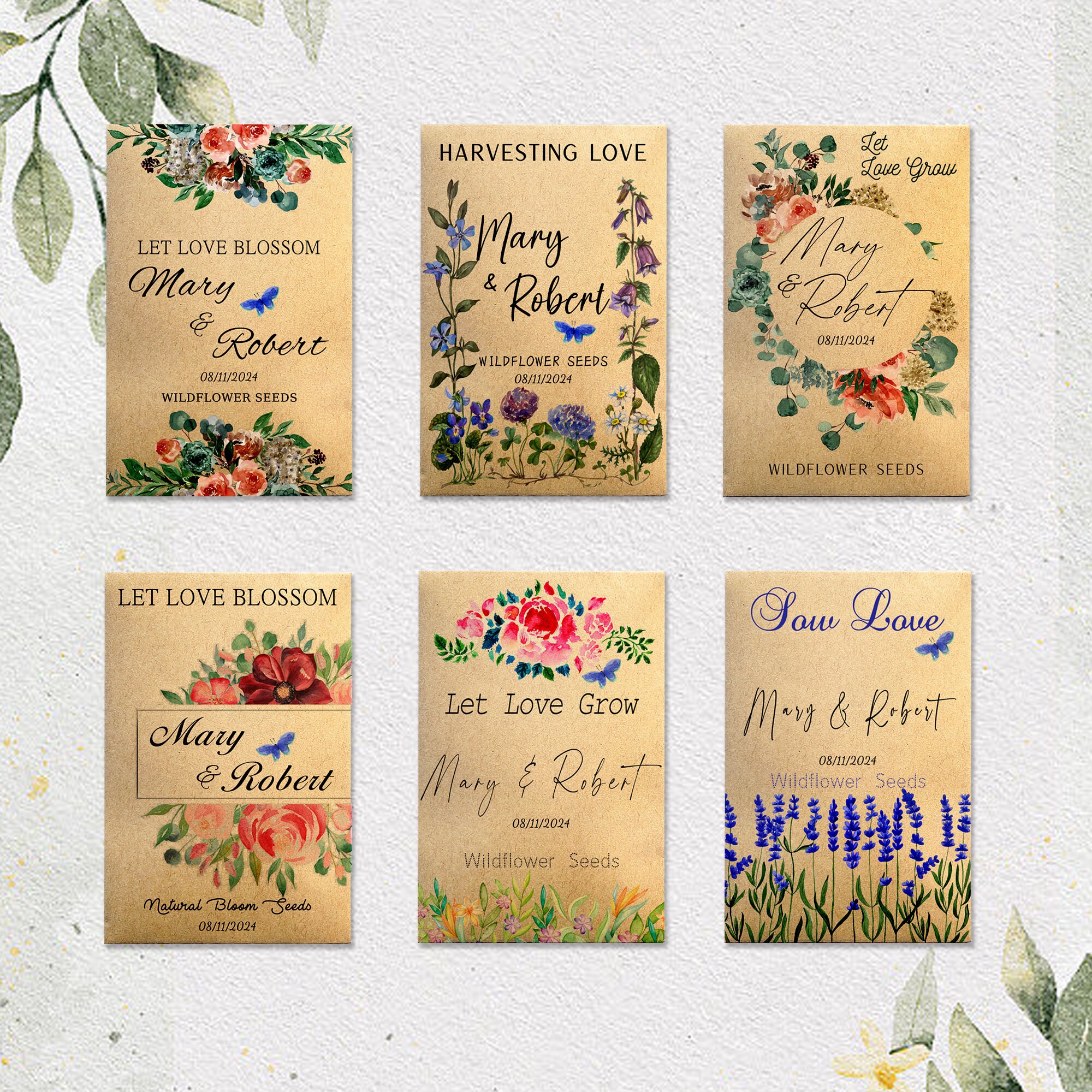 Custom Seed Packets Wedding Favors Wildflower Seed Favors Personalized ...