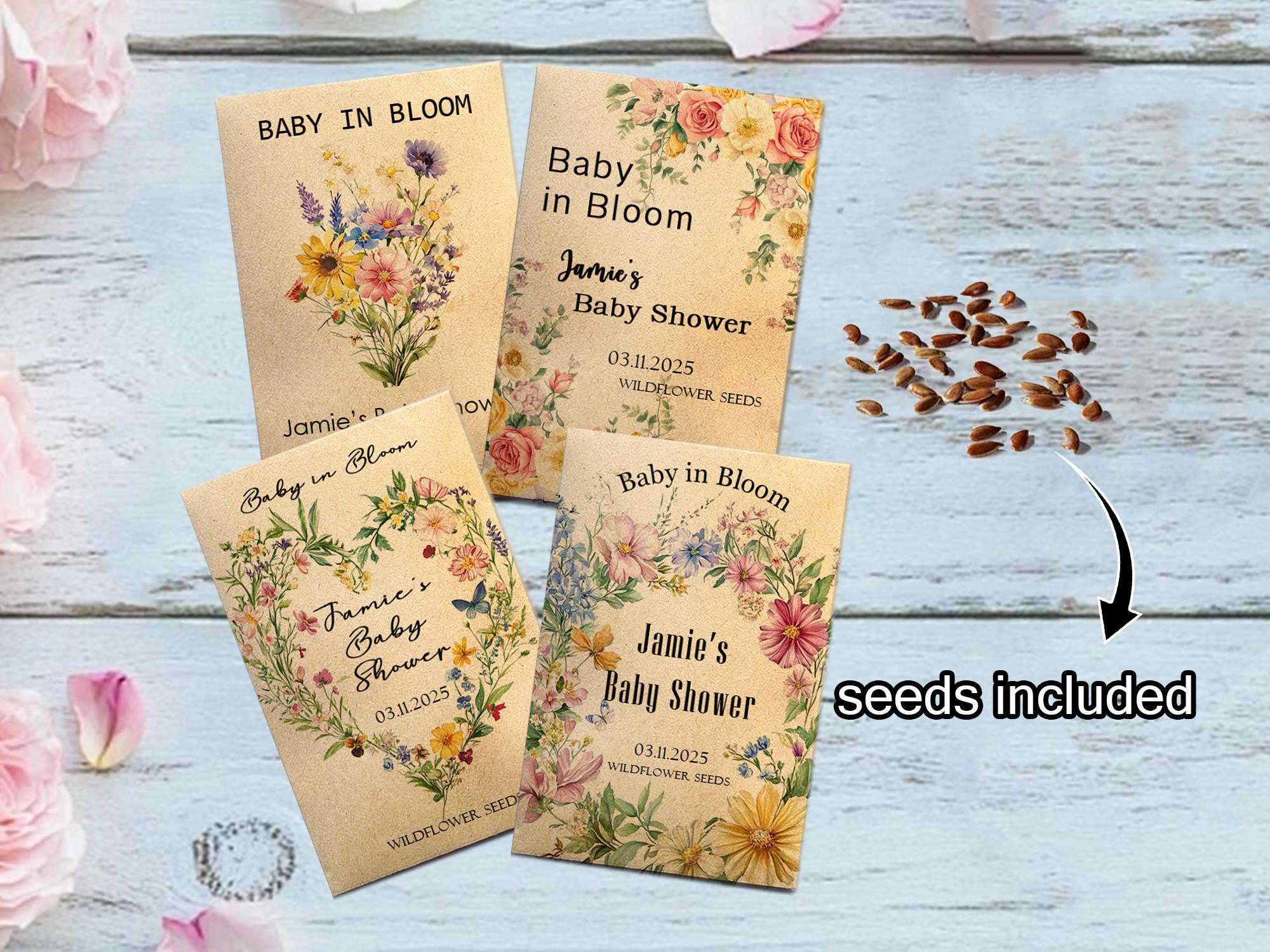 Personalized Seed Packets Baby Shower Favors for Guests in Bulk, Baby Shower Gift, Wildflower ...