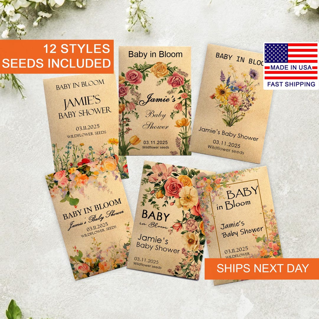 Boy Baby Shower Wildflower Seed Packets Favors, Personalized Seed ...