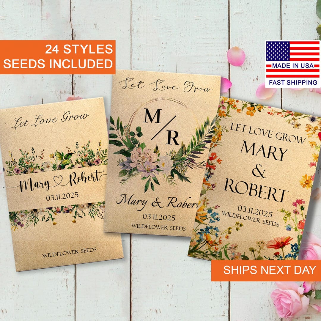 Classic Wedding Favors Seed Packet With Seeds Included/let Love Grow ...