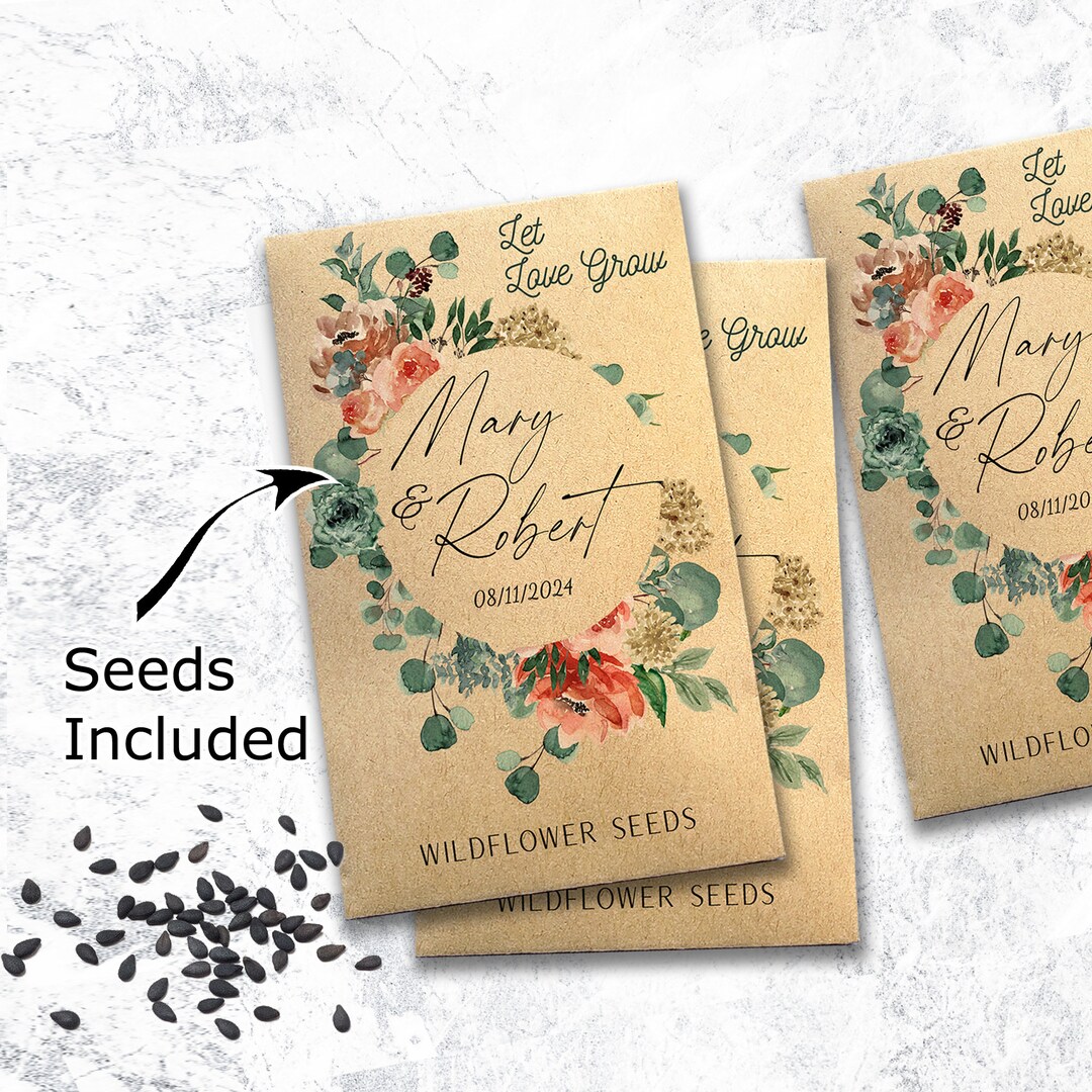 Custom Seed Packets Wedding Favors Wildflower Seed Favors Personalized ...