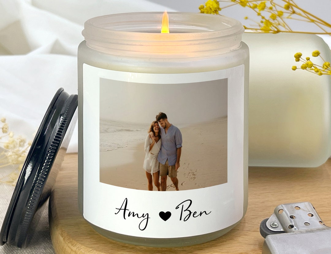 Personalized Candle and Photo Label for Couples, Ideal for Romantic ...