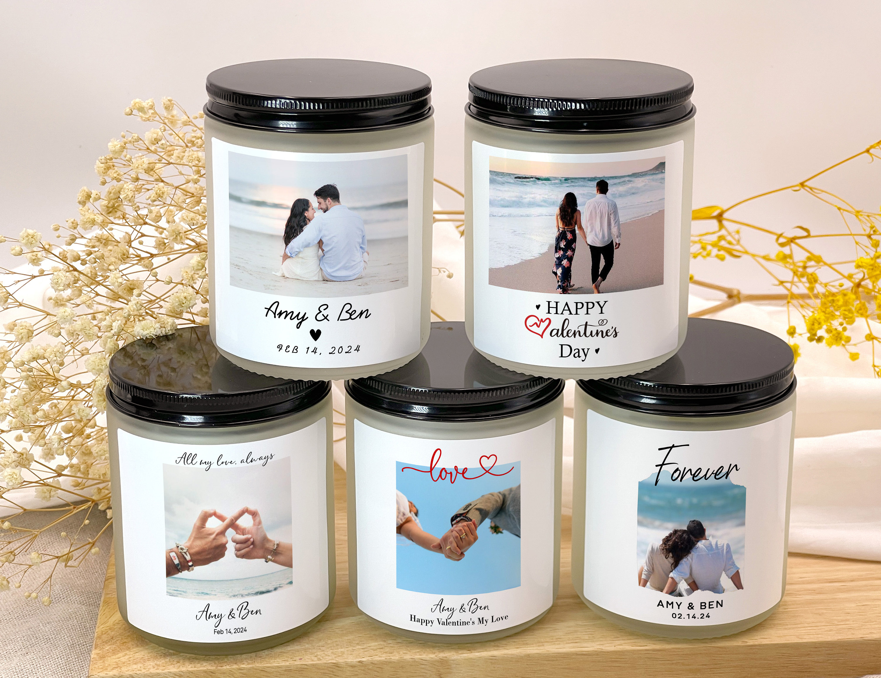 Personalized Candle and Photo Label for Couples, Ideal for Romantic ...