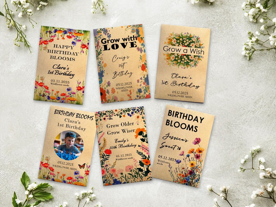 Custom Seed Packets Favors, Christmas Quinceanera Wildflower Seed ...