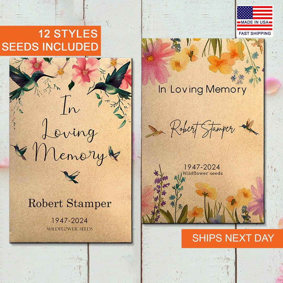 RUSH in Loving Memory Hummingbird Wildflower Seed Packet, Photo ...