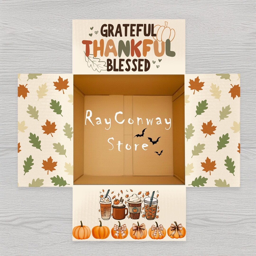 Grateful Thankful Blessed Care Package Panels, USPS Box Flaps ...