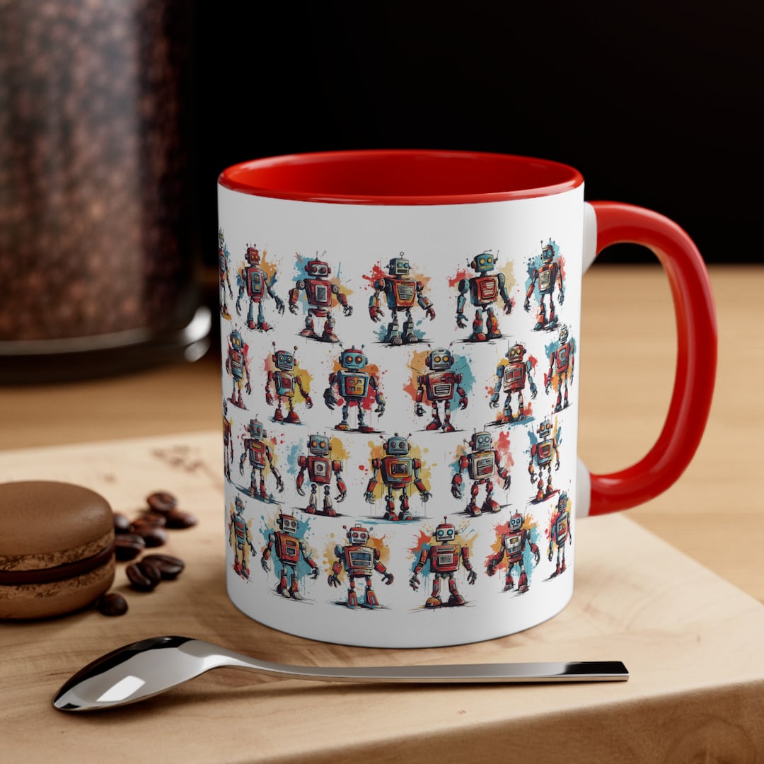 Bots and Brews: the Robo-mosaic Mug. - Coffee Mug, Tea Cup, 11oz - Etsy