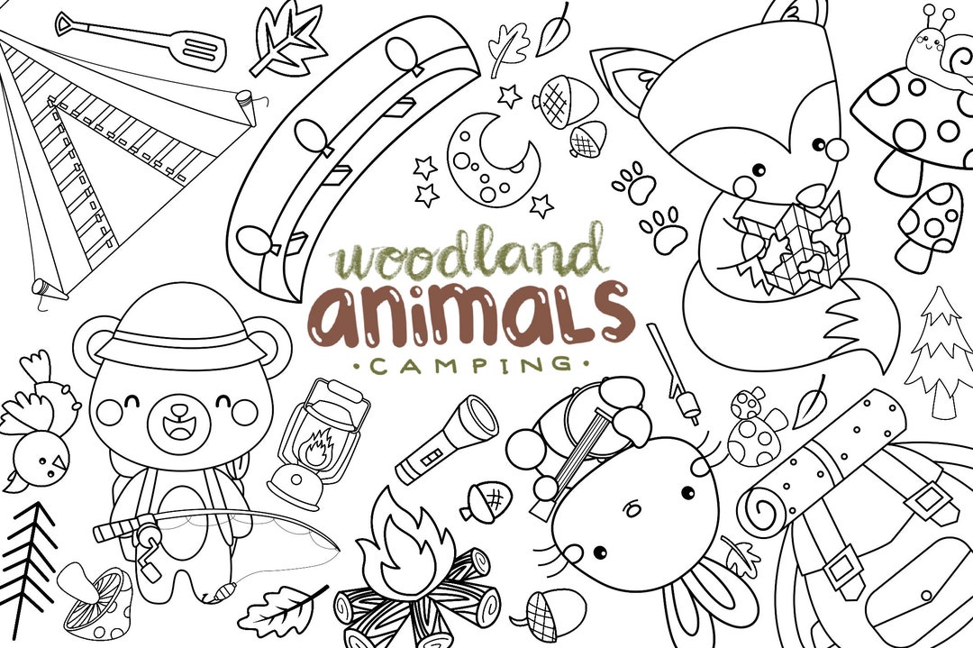 Animals Camping Clipart Rabbit Clip Art Tent Clip Art Bear Clip Art SVG ...