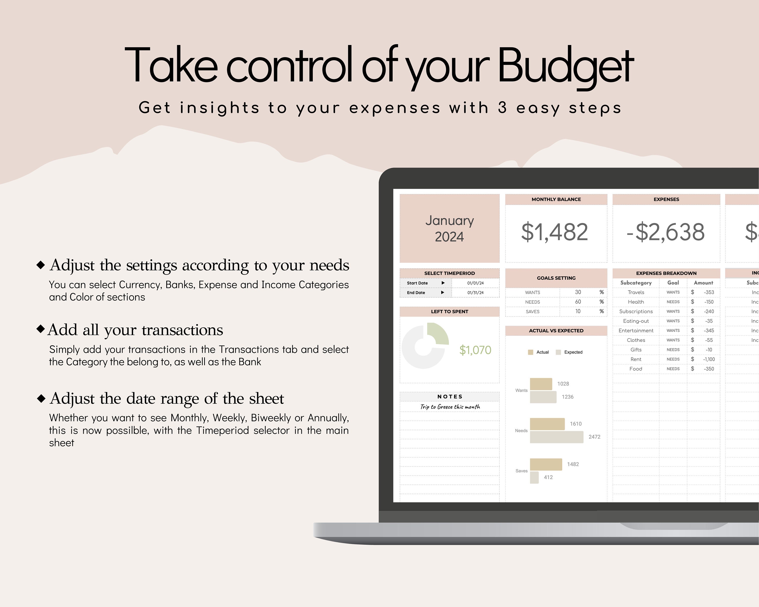 Simple Google Sheets Budget, Google Sheets Financial Planner, Easy ...