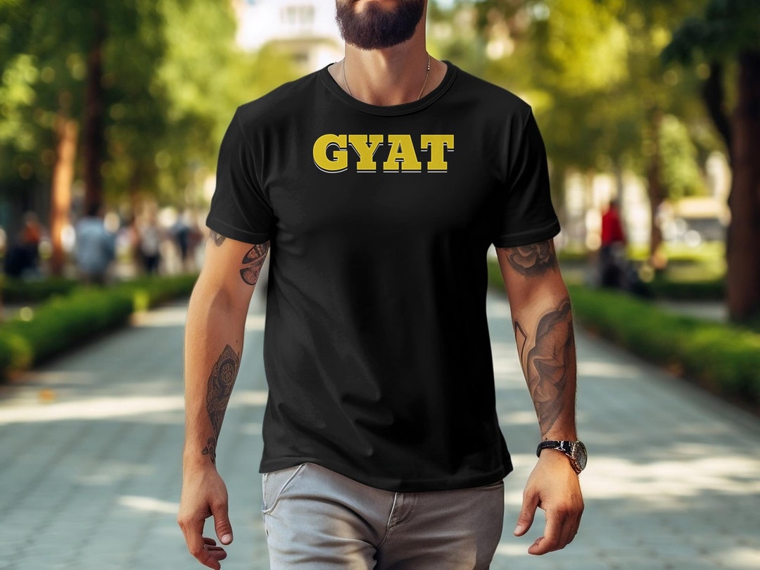 Unisex Golden Yellow Graphic Tee, Bold GYAT Letter Print, Casual ...
