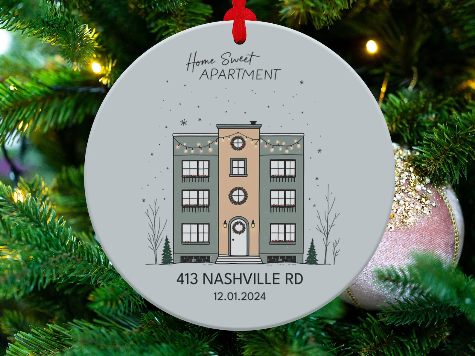 Home Sweet Apartment Ornament, Personalized New Apartment Gift, Custom ...