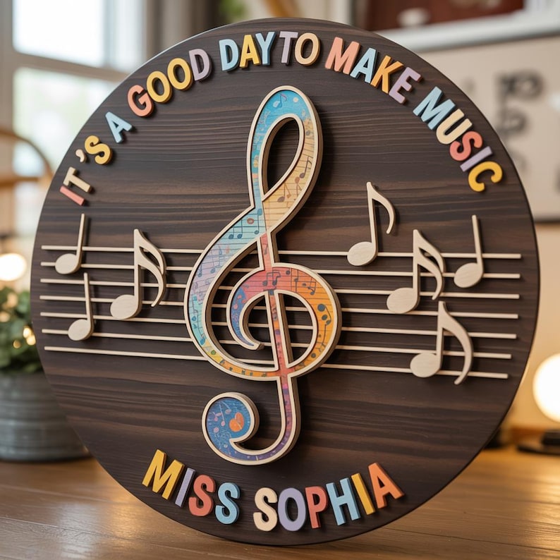 Personalized Music Teacher Sign: Wooden Treble Clef Classroom Decor - Etsy