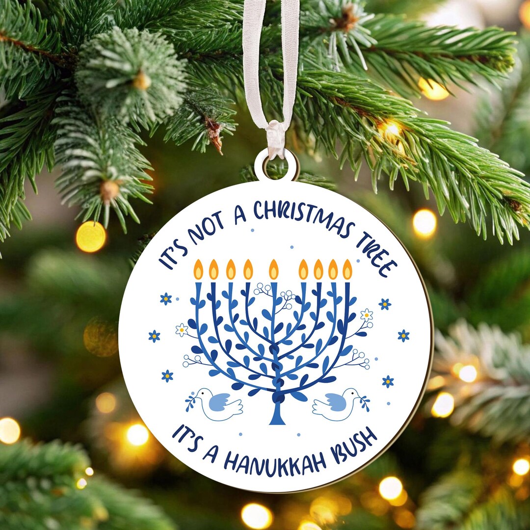 Funny Christmas Hanukkah Menorah Ornament, Interfaith Holiday ...