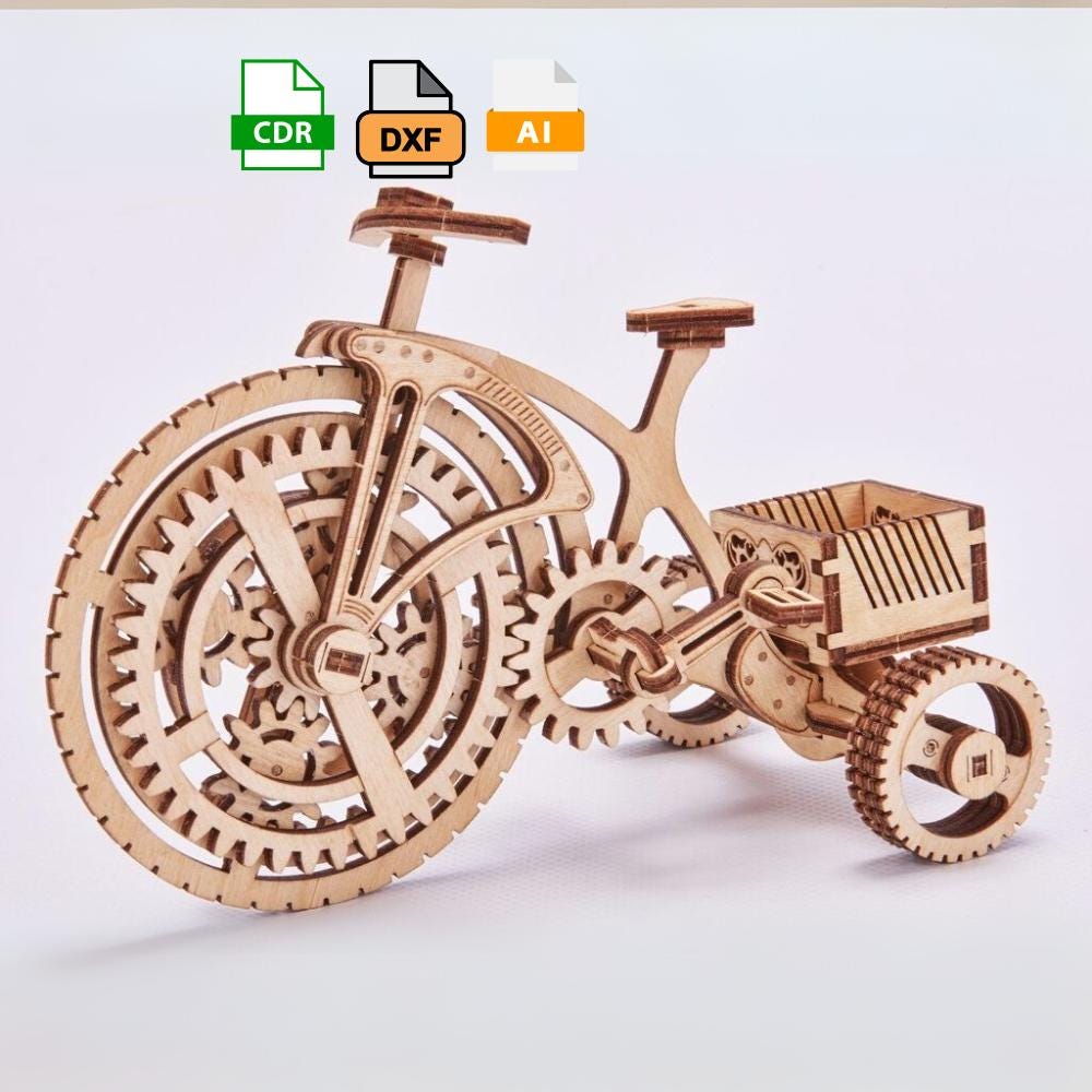 3D Laser Cut Wooden Bicycle Model, 3D Decorative Wooden Bicycle Model ...