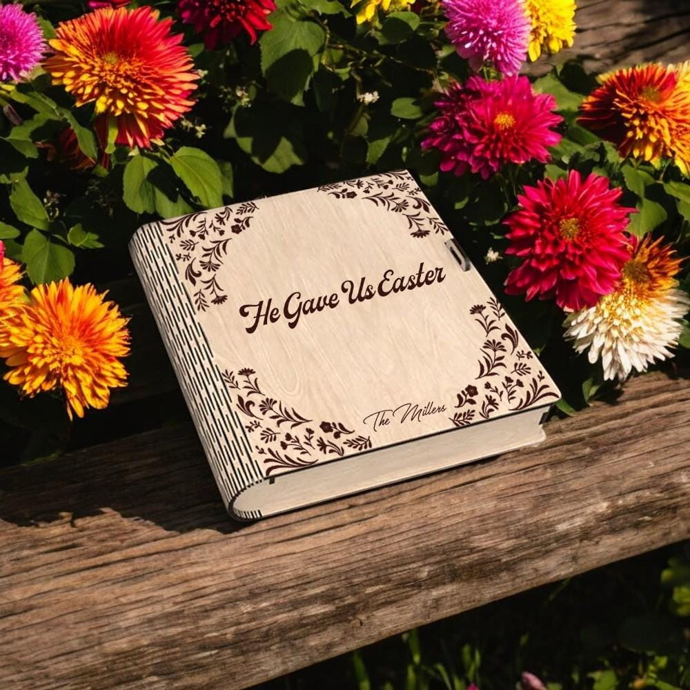 Wooden Memory Box Book-shaped, Gifts for Mom, Personalised Easter ...