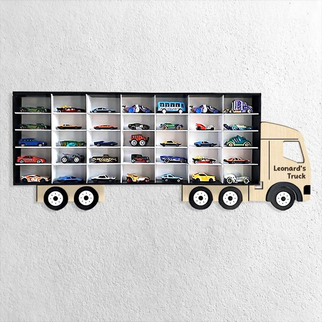 Wooden Toy Car Storage Organizer, Toy Car Display Shelf, Wooden Shelf ...