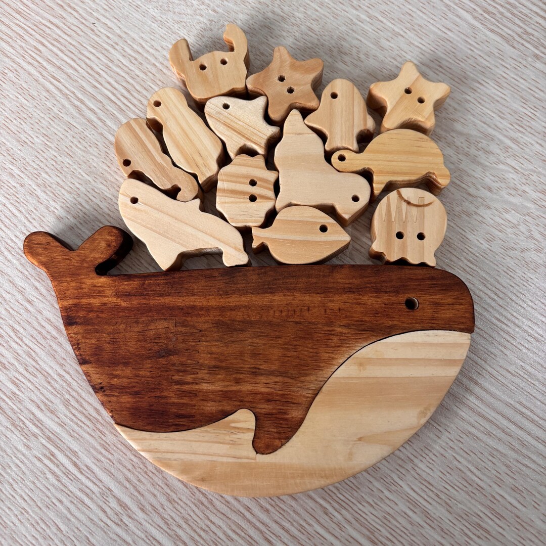 Wooden Whale Balance Toy, Stacking Blocks, Personalized Gifts for Kids ...