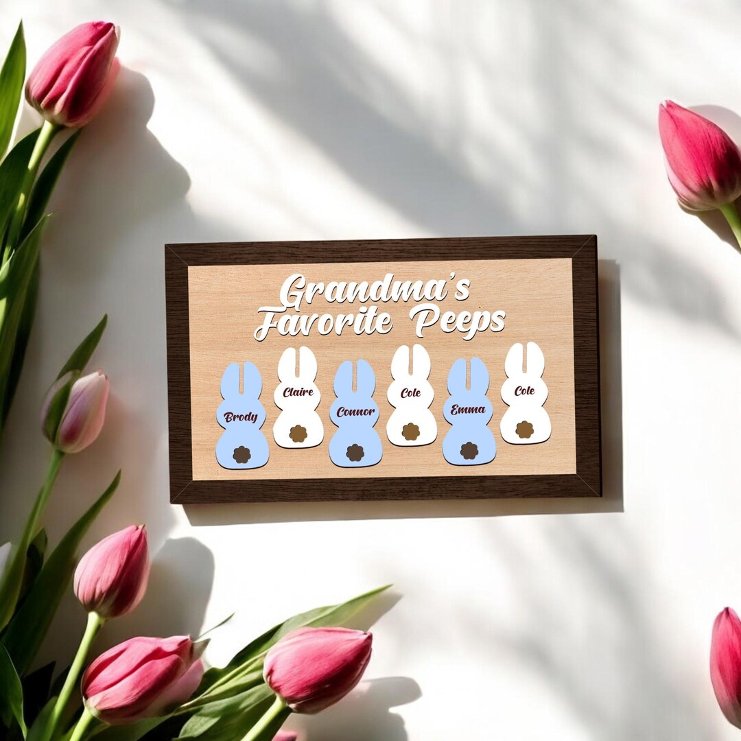 Grandma's Favorite Peeps Sign, Personalised Family Sign With Names ...